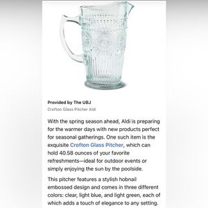 Dining | Crofton Aldi Hobnail Glass Pitcher | Poshmark